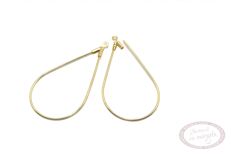 Baza cercei / pandantive "creole" 20x33mm, placata cu aur, pereche ...